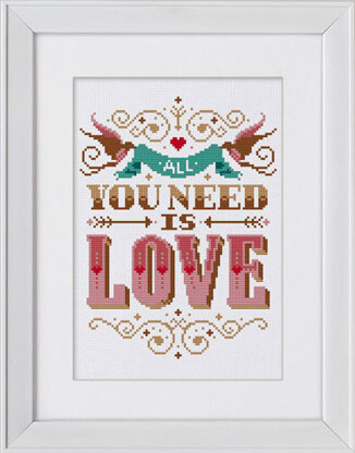 Stitchrovia All You Need Is Love Cross Stitch Kit - 16cm x 21cm ...