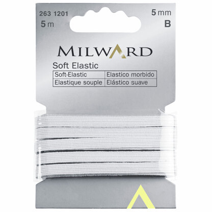 Milward Soft Elastic: 5m x 5mm: White | LoveCrafts