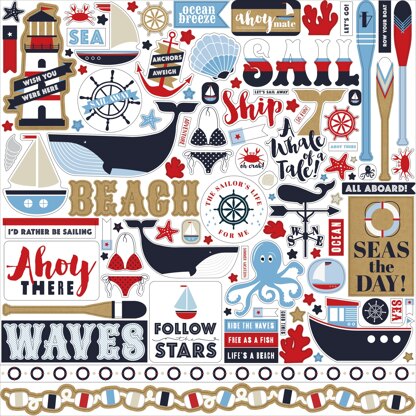 Echo Park Paper Deep Blue Sea Cardstock Stickers 12"X12" - Elements ...