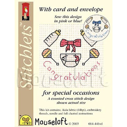 Mouseloft Congratulations Card Occasions Stitchlets Cross Stitch Kit - 100 x 125 x 12 | LoveCrafts